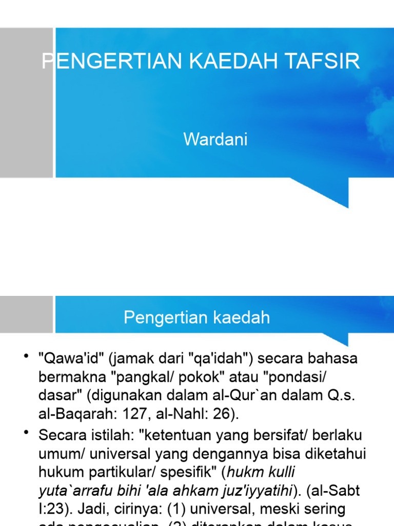 Pengertian Kaedah Tafsir | PDF