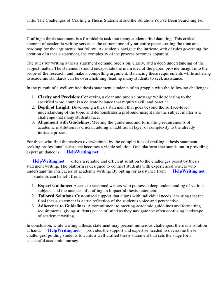 Rules Writing Thesis Statement | PDF | Essays | Thesis