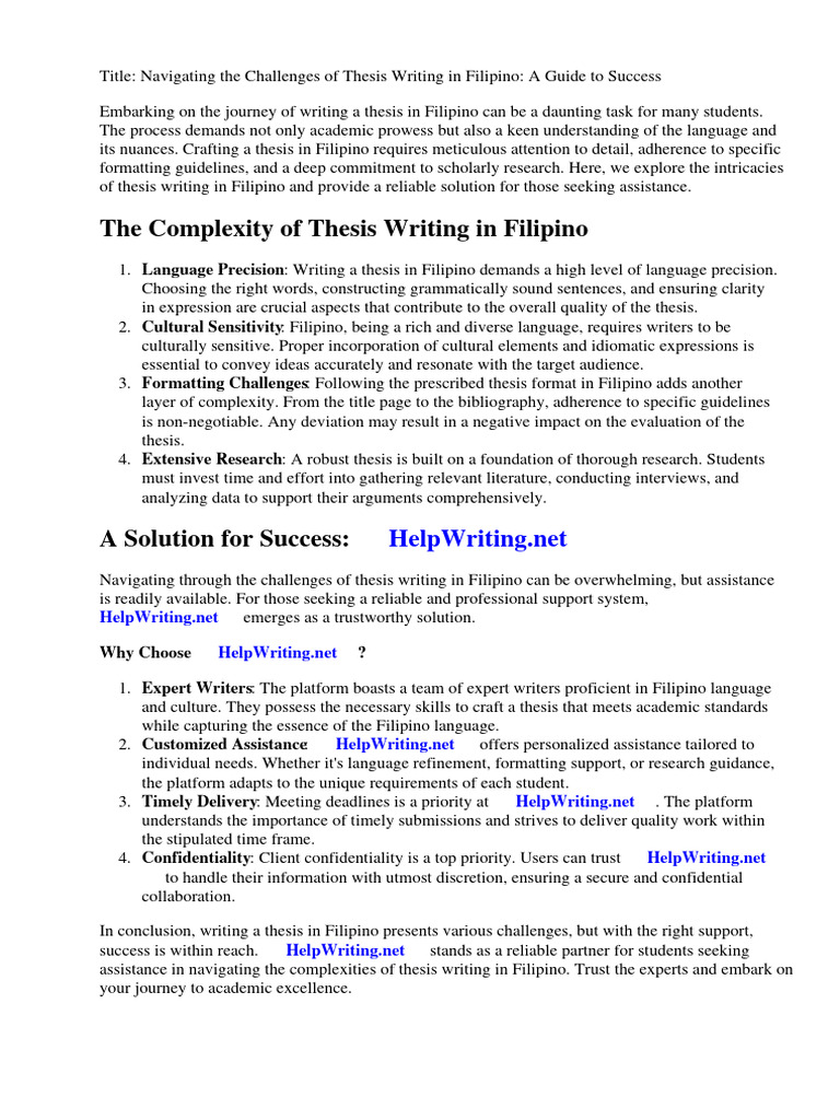 Thesis Format Sa Filipino | PDF | Tagalog Language | Linguistics