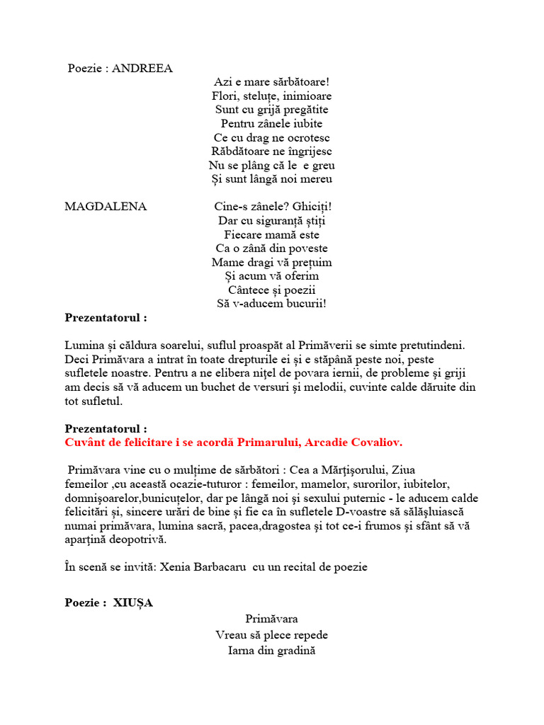 Scenariul 8 Martie 2024 | PDF