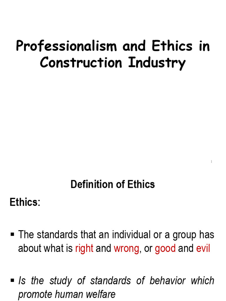 Ethics & Professionalism in Construction | PDF | Morality | Conflict Of ...
