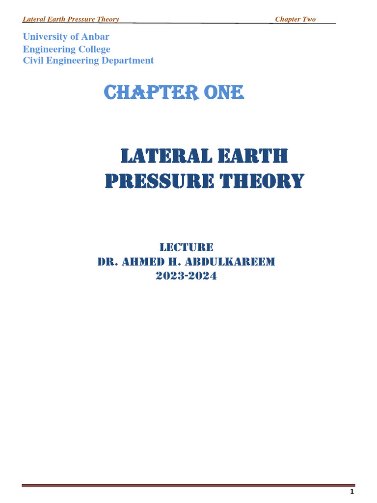 Ch2-Leteral Earth Pressure-2024 | PDF | Materials | Nature
