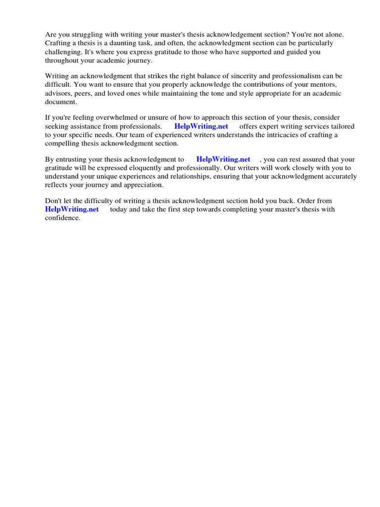 Master Thesis Acknowledgement Resume Sample | PDF | Thesis | Doctor Of ...