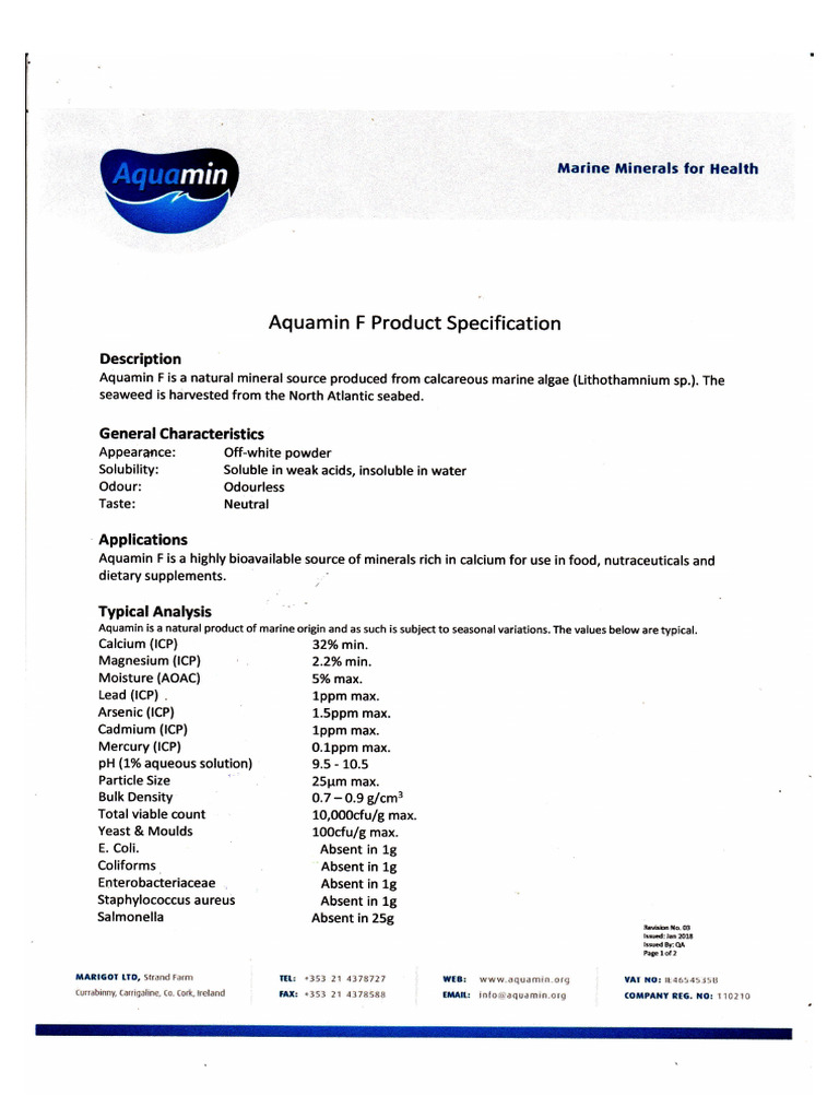 Aquamin | PDF | Chemistry | Chemical Substances