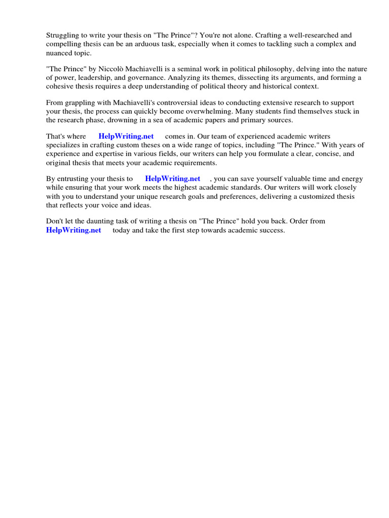 The Prince Thesis | PDF | The Prince | Thesis