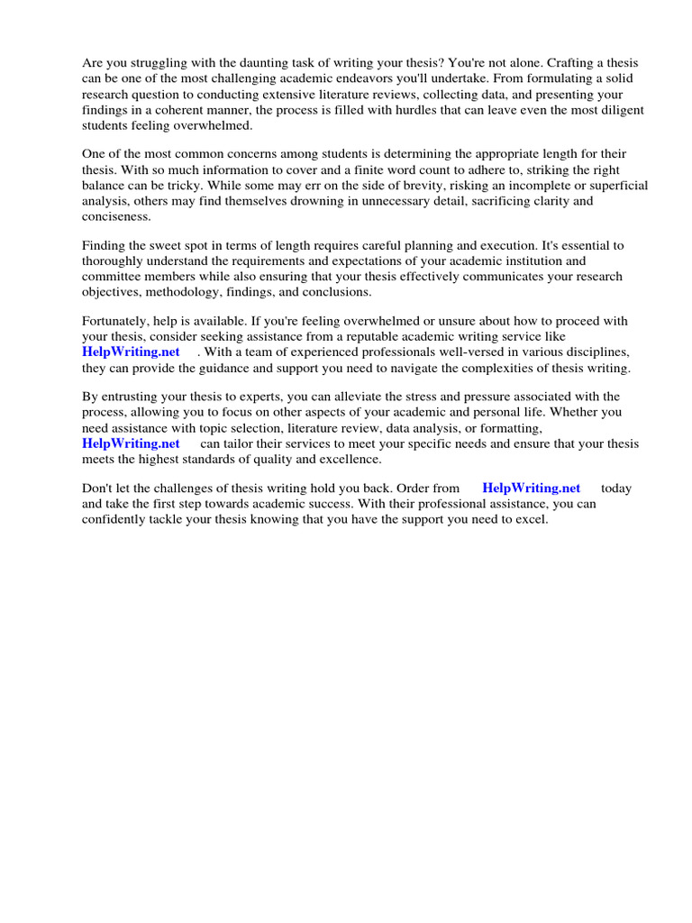 Standard Thesis Length | PDF | Thesis | Median