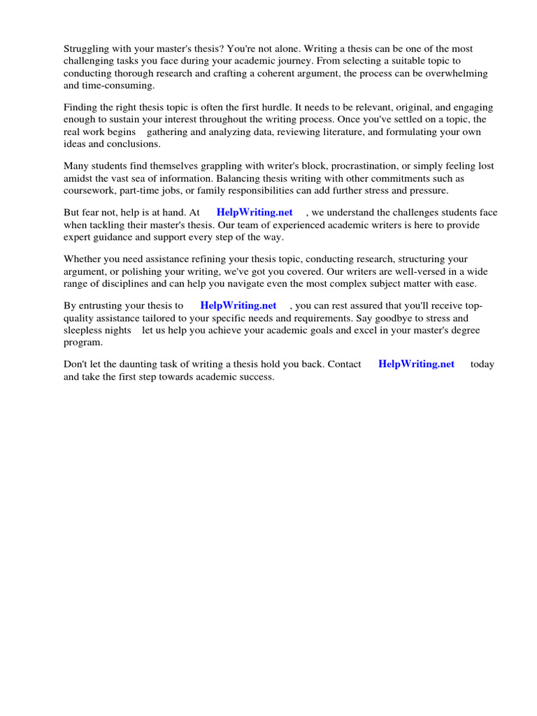 Master’s Thesis Writing Support Guide | PDF | Thesis | Essays