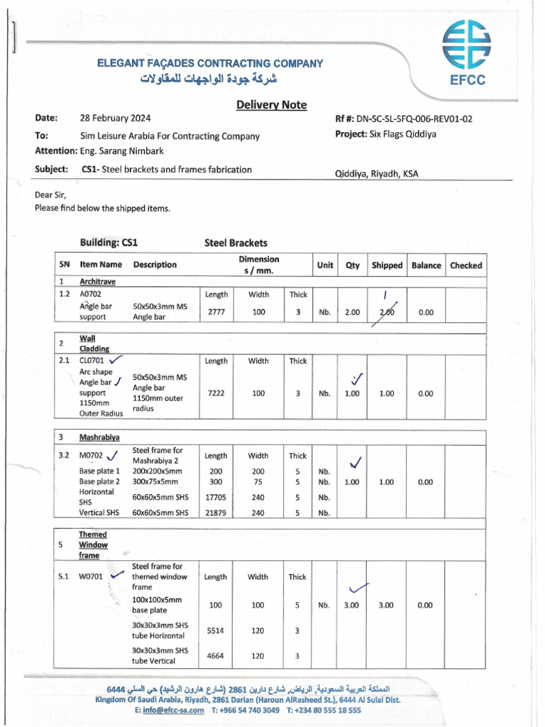 Dellievery Note Rf#Dn-sc-sl-sfq-006-Rev01-02 28 Feb 2024 | PDF