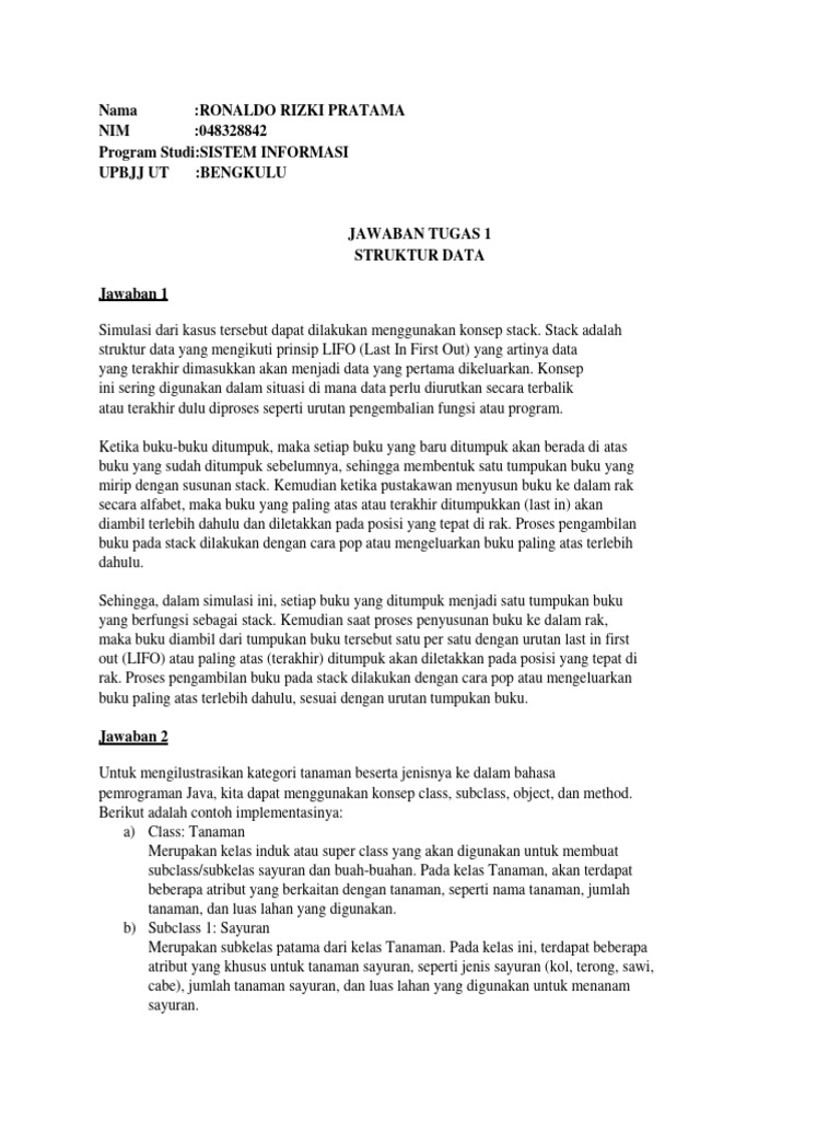 Tugas 1 Struktur Data-Ronaldo Rizki Pratama | PDF