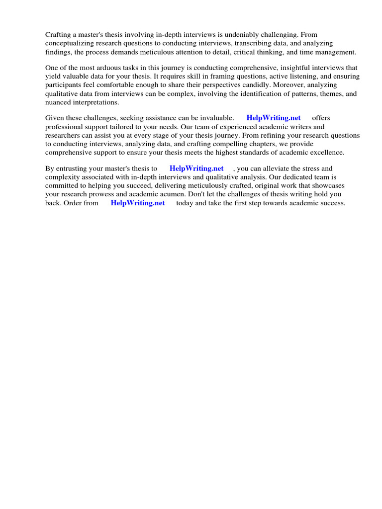 Master Thesis in-Depth Interviews | PDF | Qualitative Research | Thesis