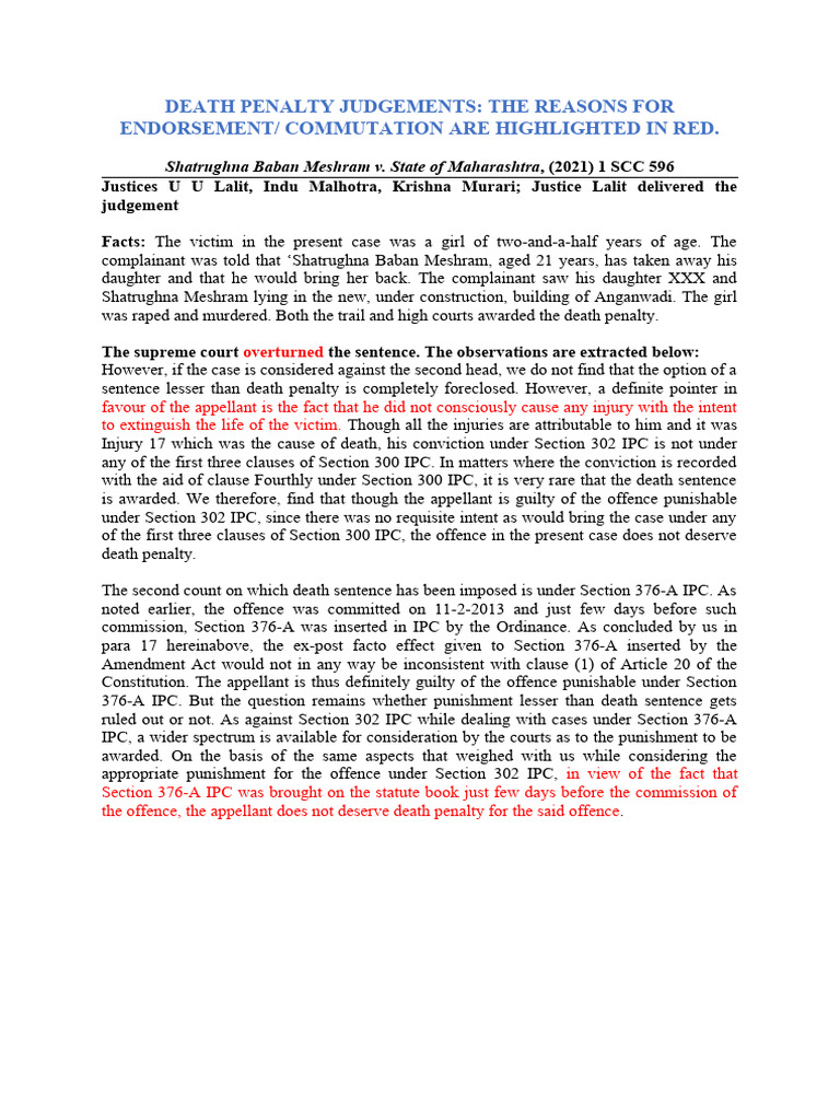 Death Penalty Rulings and Commutations | PDF | Capital Punishment ...