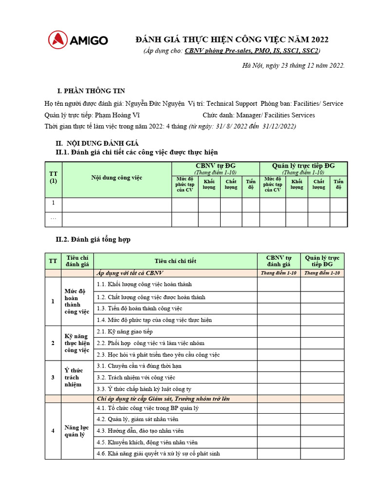 Form Số 2 - Si, Ssc1, Ssc2, Pre-sales, Pmo | PDF