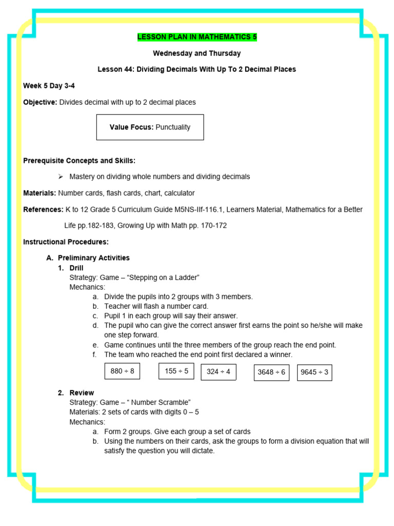 Week 5 D3 D4 Pdf Division Mathematics Cognition