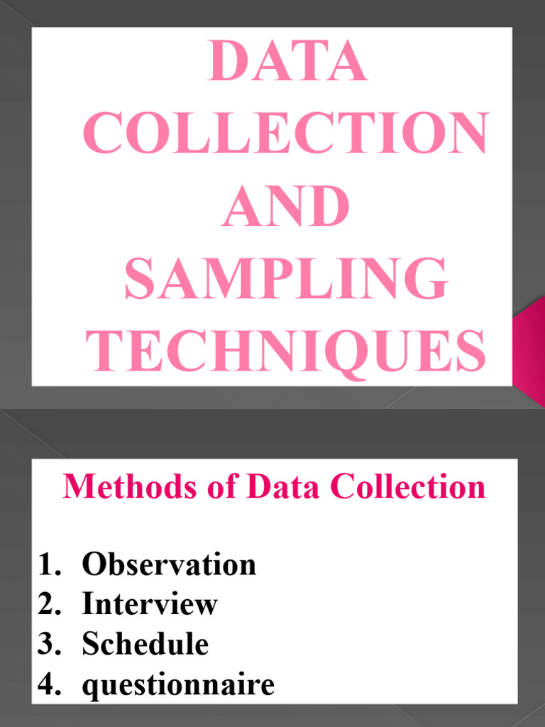 SP Cont 4 Data Collection and Samplin Techniques | PDF | Sampling (Statistics) | Questionnaire