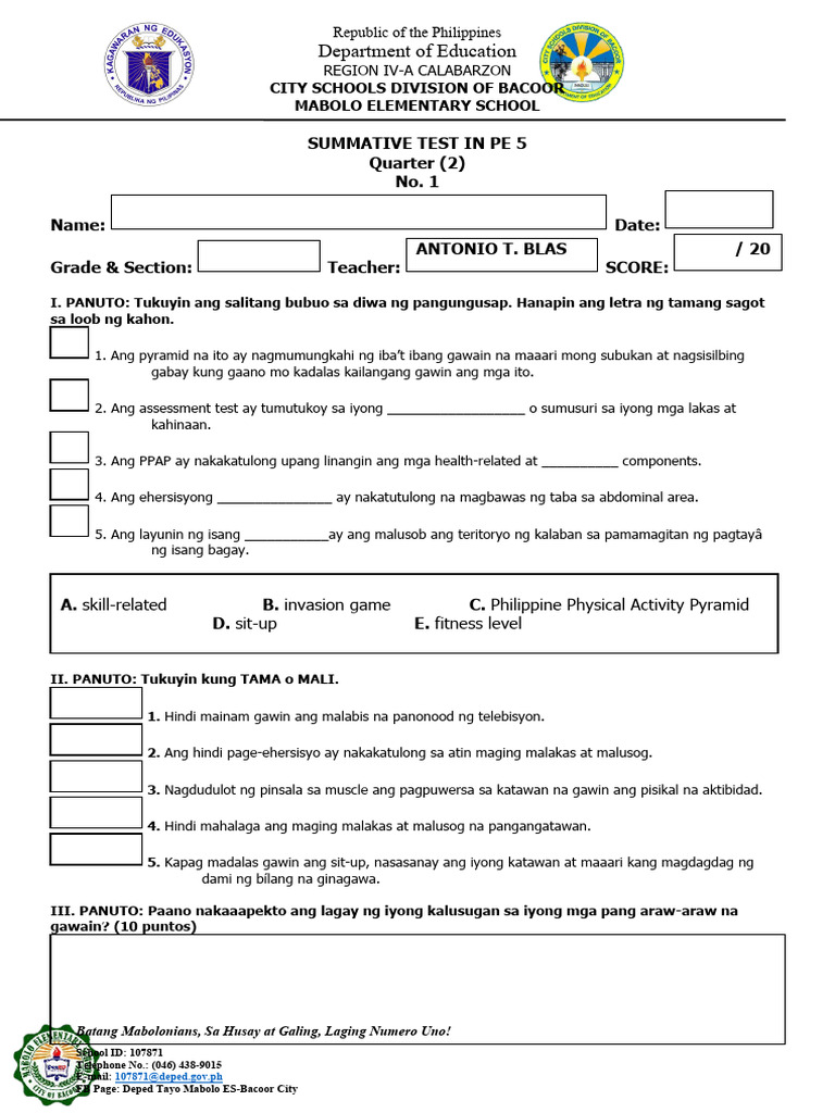 pe summative Q2 | PDF