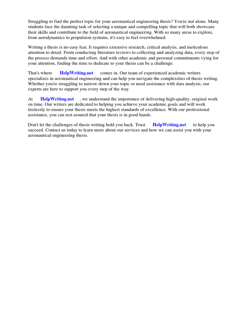 Aeronautical Engineering Thesis Topics | PDF