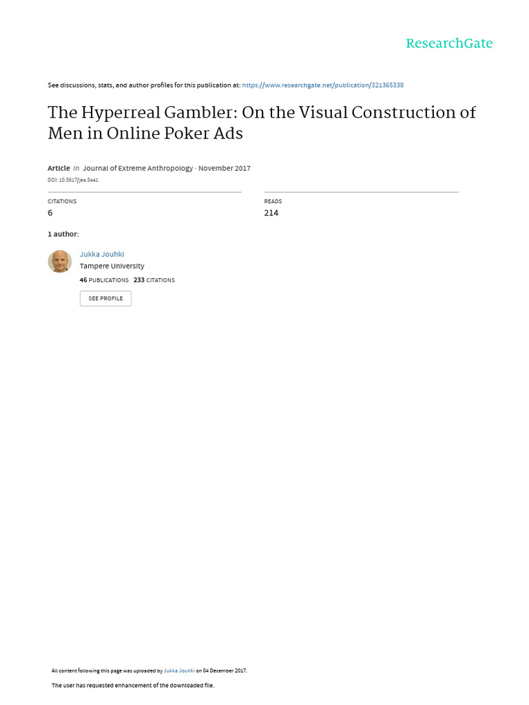 Hyperreal Men in Poker Ads | PDF | Masculinity