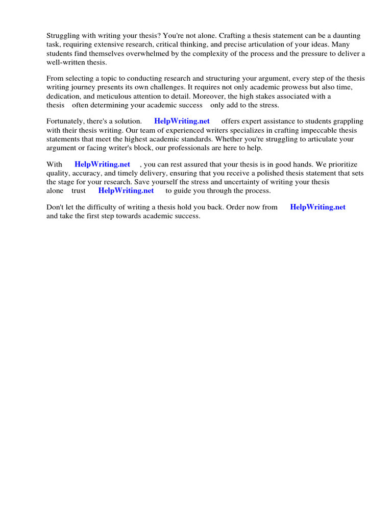 Thesis Statements Examples | PDF | Essays | Thesis