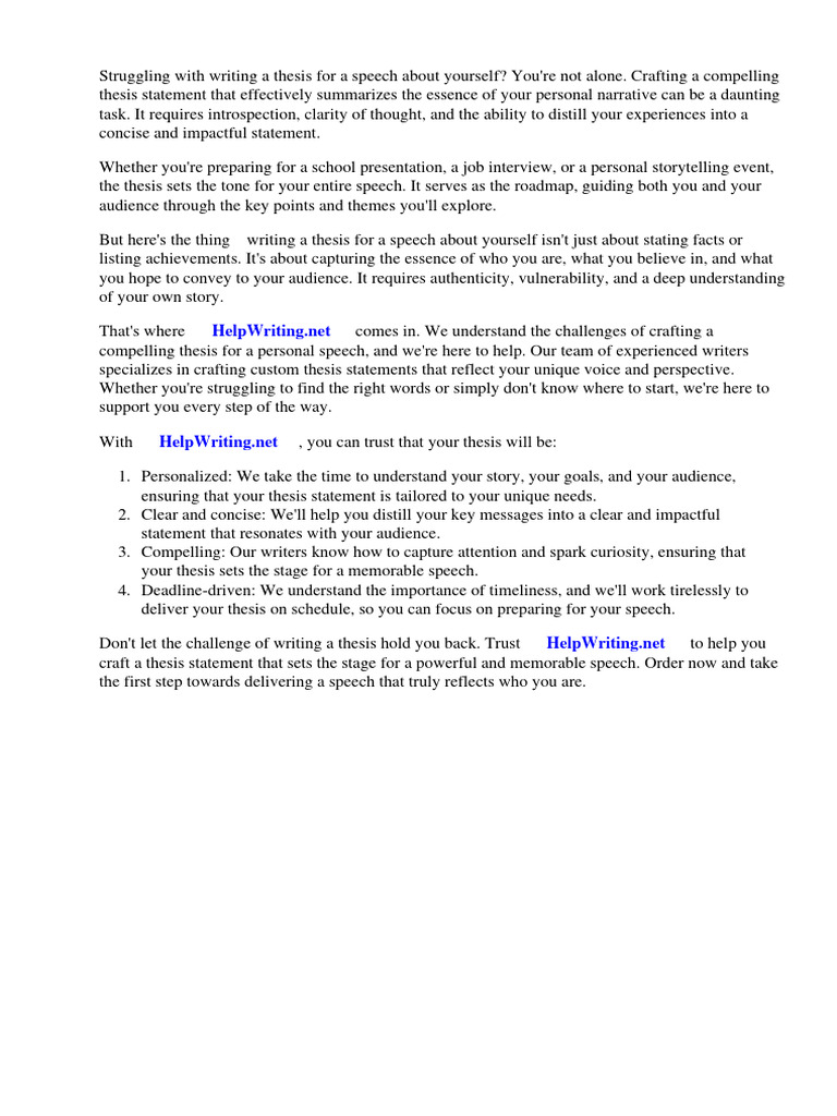 Thesis For A Speech About Yourself Pdf 6621