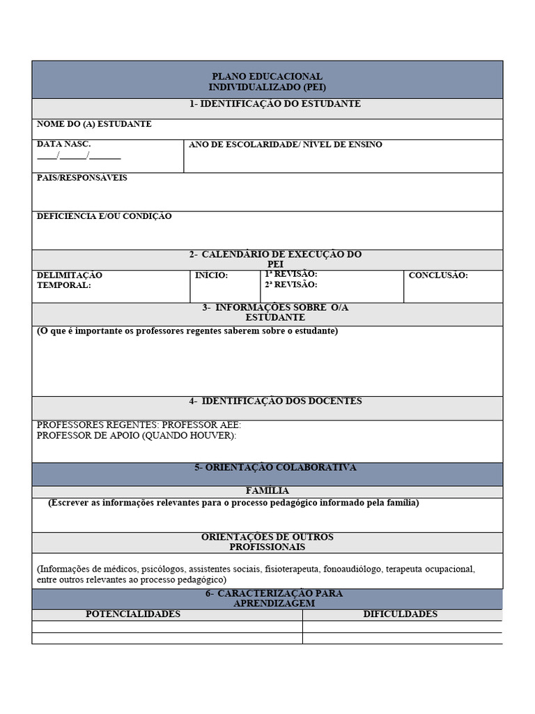 PLANO EDUCACIONAL INDIVIDUALIZADO 2023 ORGANIZADO | PDF | Pedagogia | Science