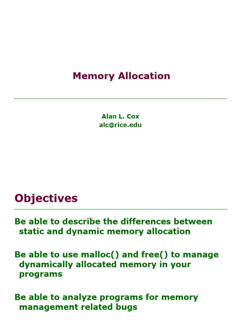 05 Allocation Pdf Pointer Computer Programming Assembly Language