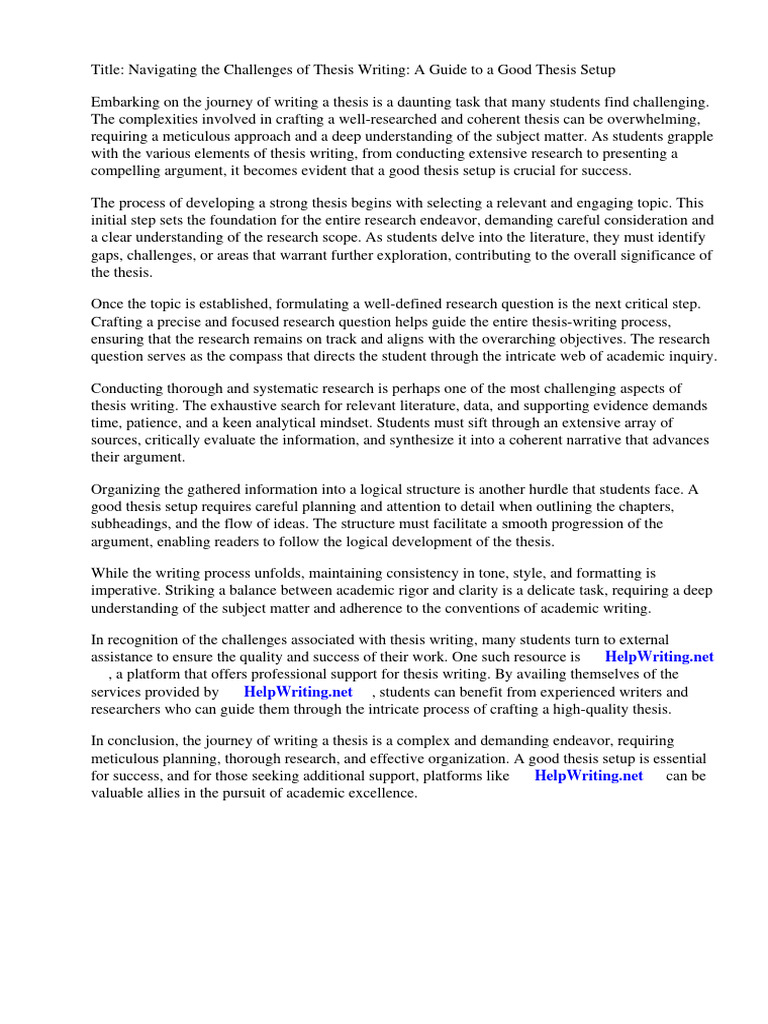 Good Thesis Setup | PDF | Thesis | Essays