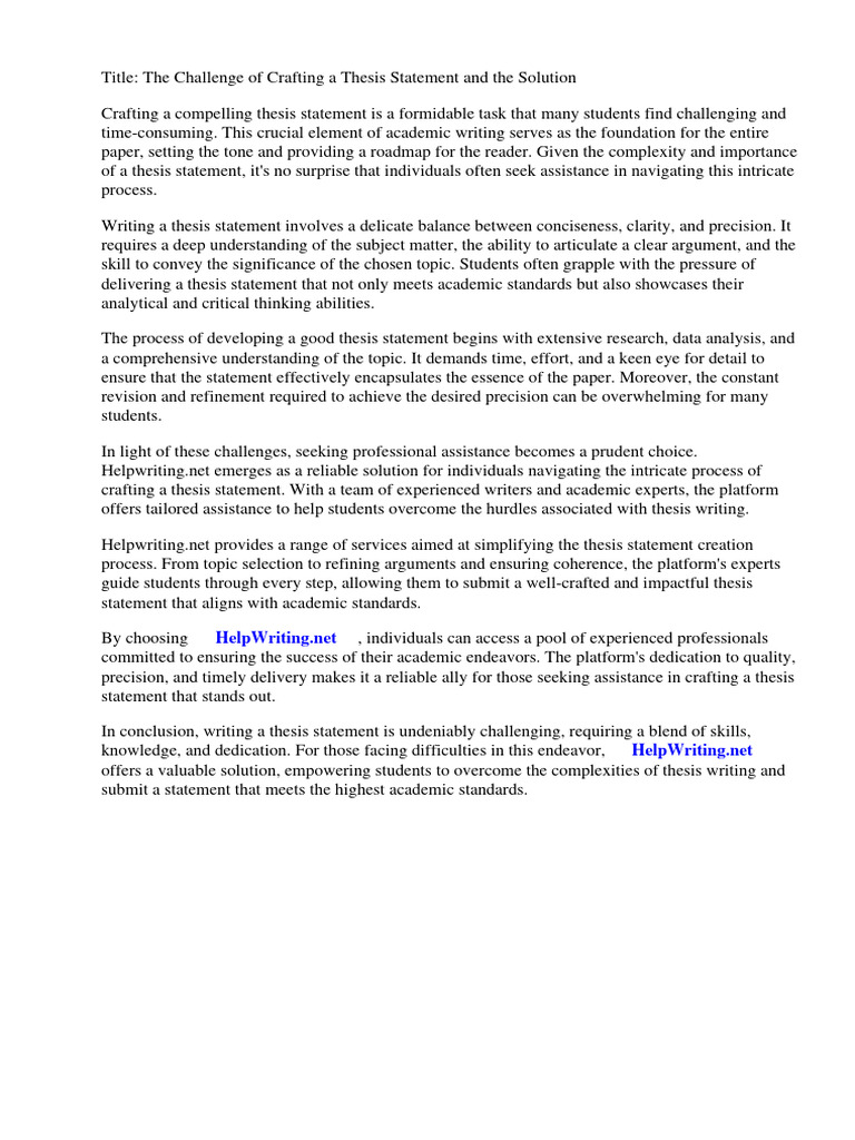 Help Me Write A Good Thesis Statement Pdf Essays Thesis