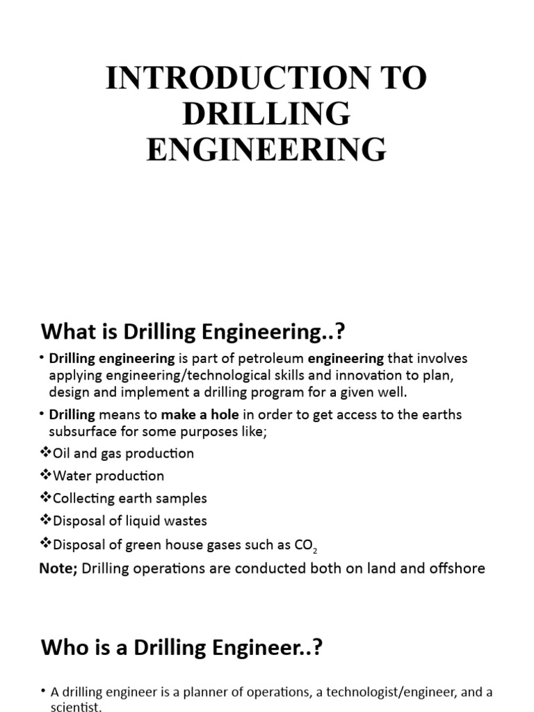 Overview of Drilling Engineering | PDF | Oil Well | Offshore Drilling