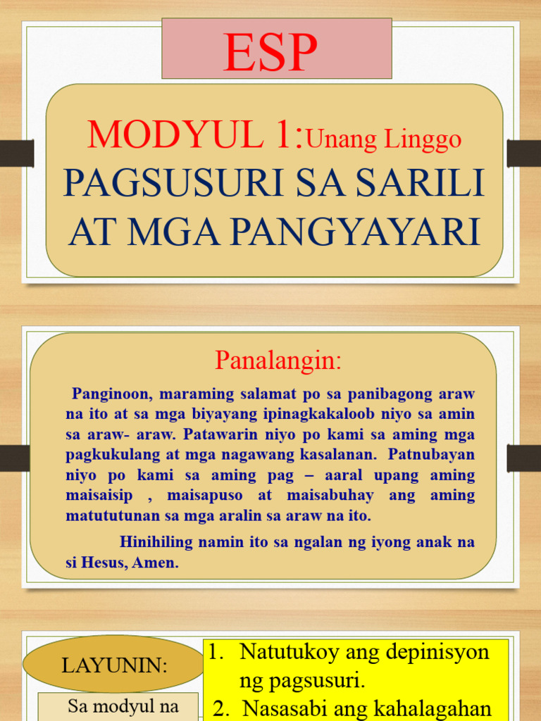 ESP 6 Module 1 Week 1 Pagsusuri Sa Sarili at Mga Pangyayari | PDF