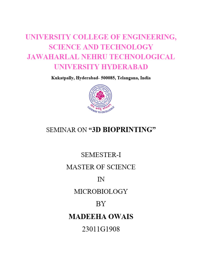 3D Bioprinting Seminar Overview | PDF | Medical Imaging | Tissue ...