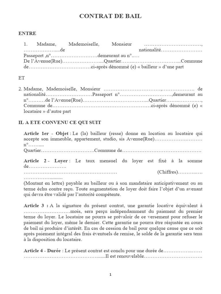 Contrat de Bail | PDF