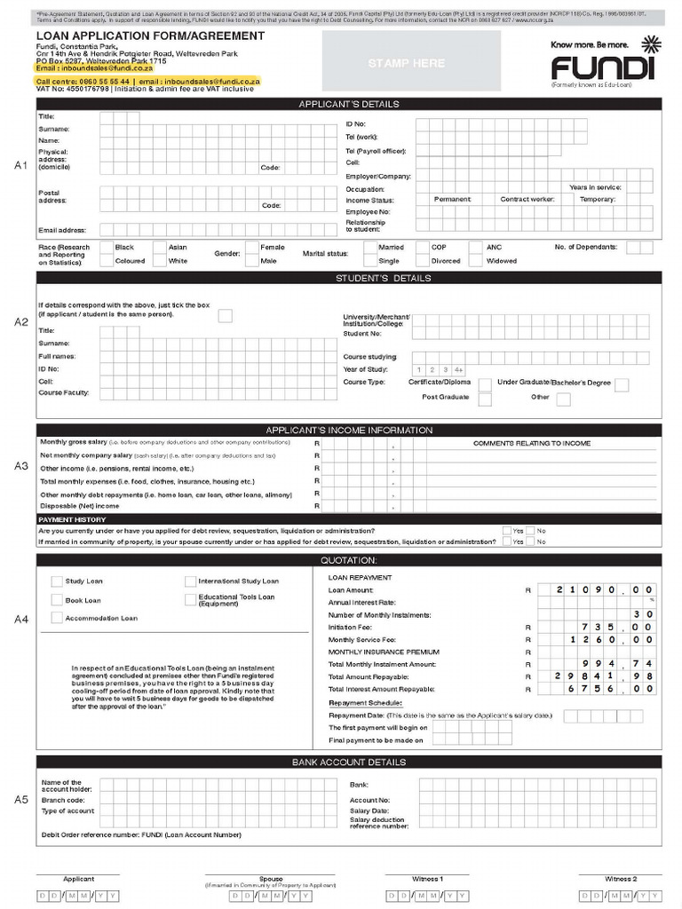 Fundi ACT Application Form | PDF | Loans | Insurance