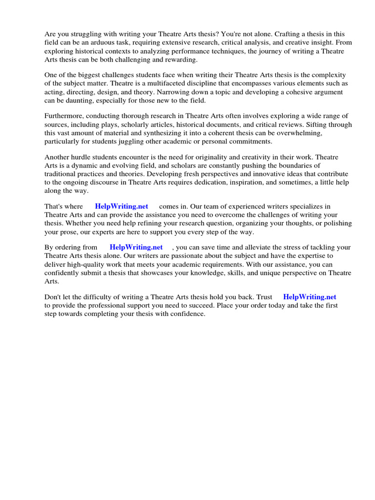 Theatre Arts Thesis | PDF | Theatre | Thesis