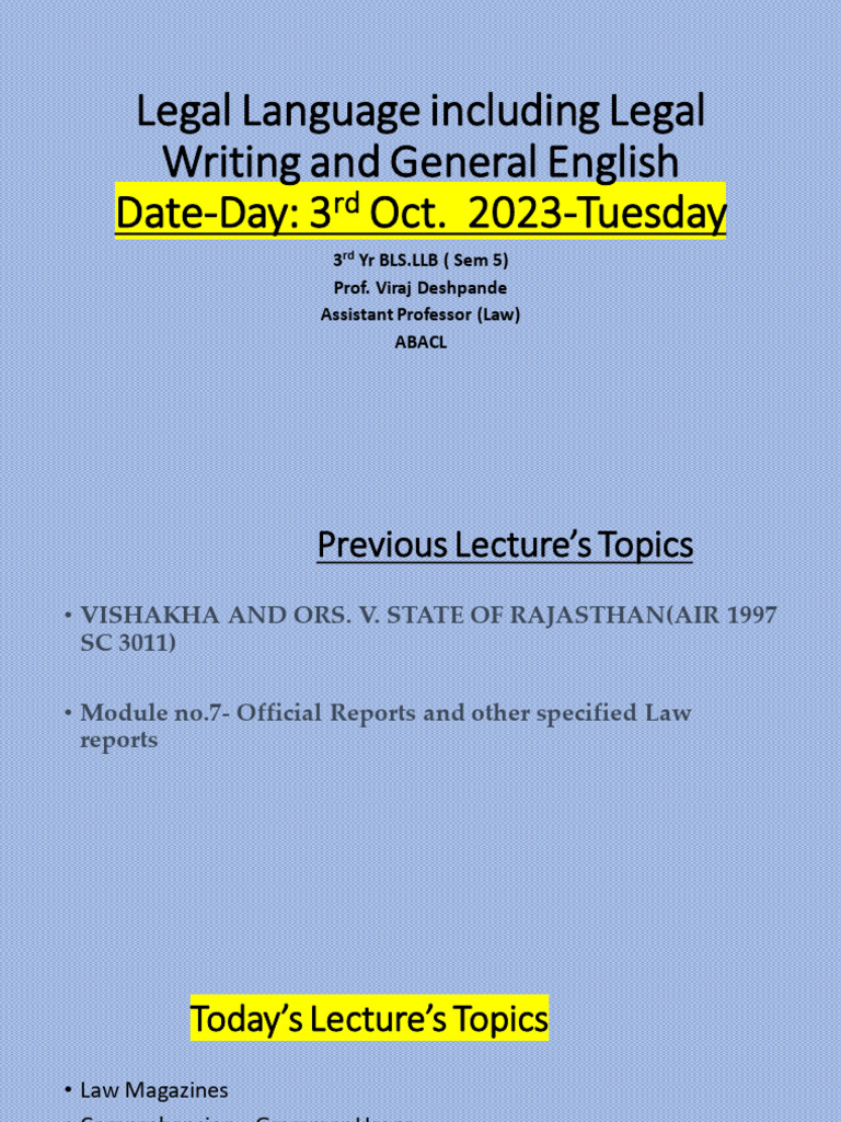 15th PPT Legal Language | PDF | Reading Comprehension | Law Review