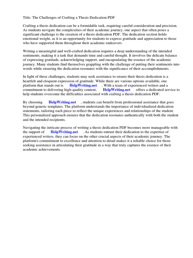 Thesis Dedication PDF | PDF | Thesis | Essays