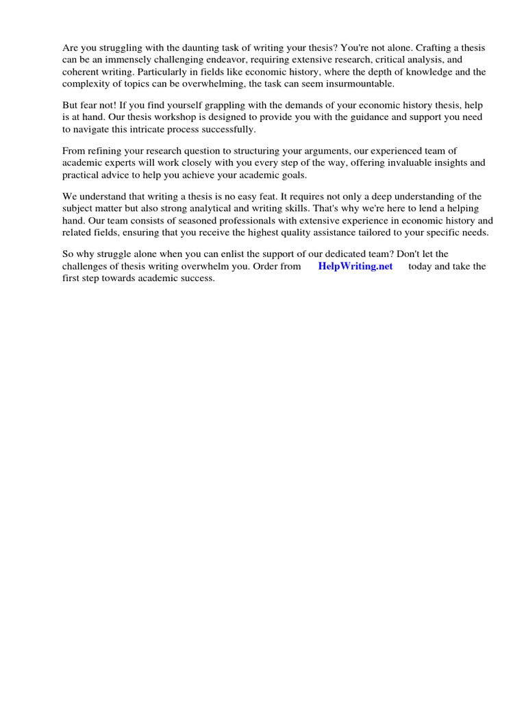 Economic History Thesis Writing Workshop | PDF | Thesis | Economic History