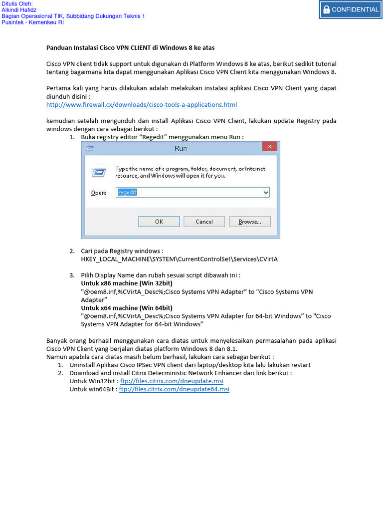Panduan Instalasi Cisco VPN Client Di Windows 8 Ke Atas | PDF | Bisnis ...