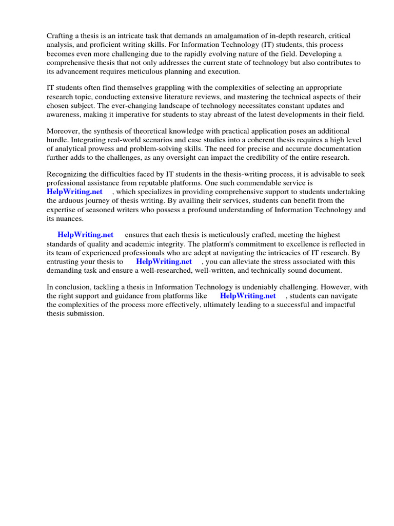 Thesis Sample Information Technology Students | PDF
