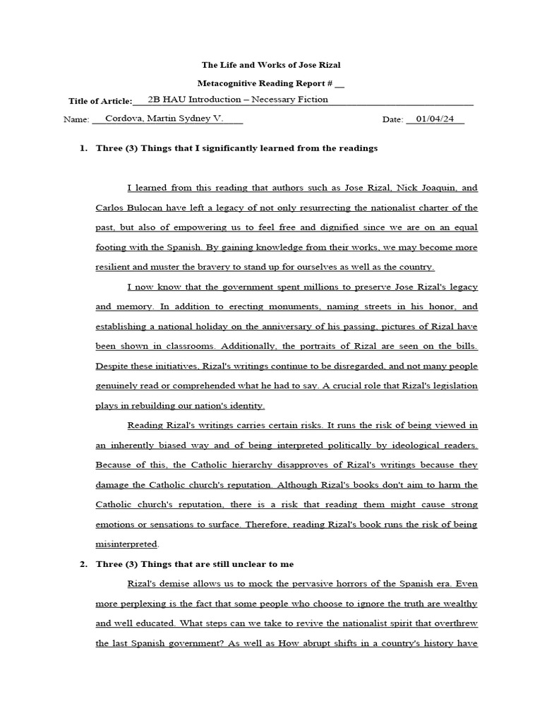 MRR Template RIZAL | PDF | Social Science | Religion & Spirituality MRR Template RIZAL | PDF | Social Science | Religion & Spirituality