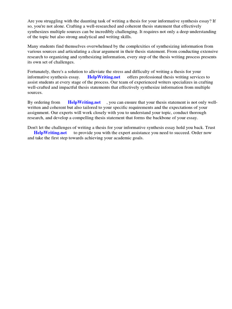 Informative Synthesis Essay Thesis | PDF | Essays | Dialectic
