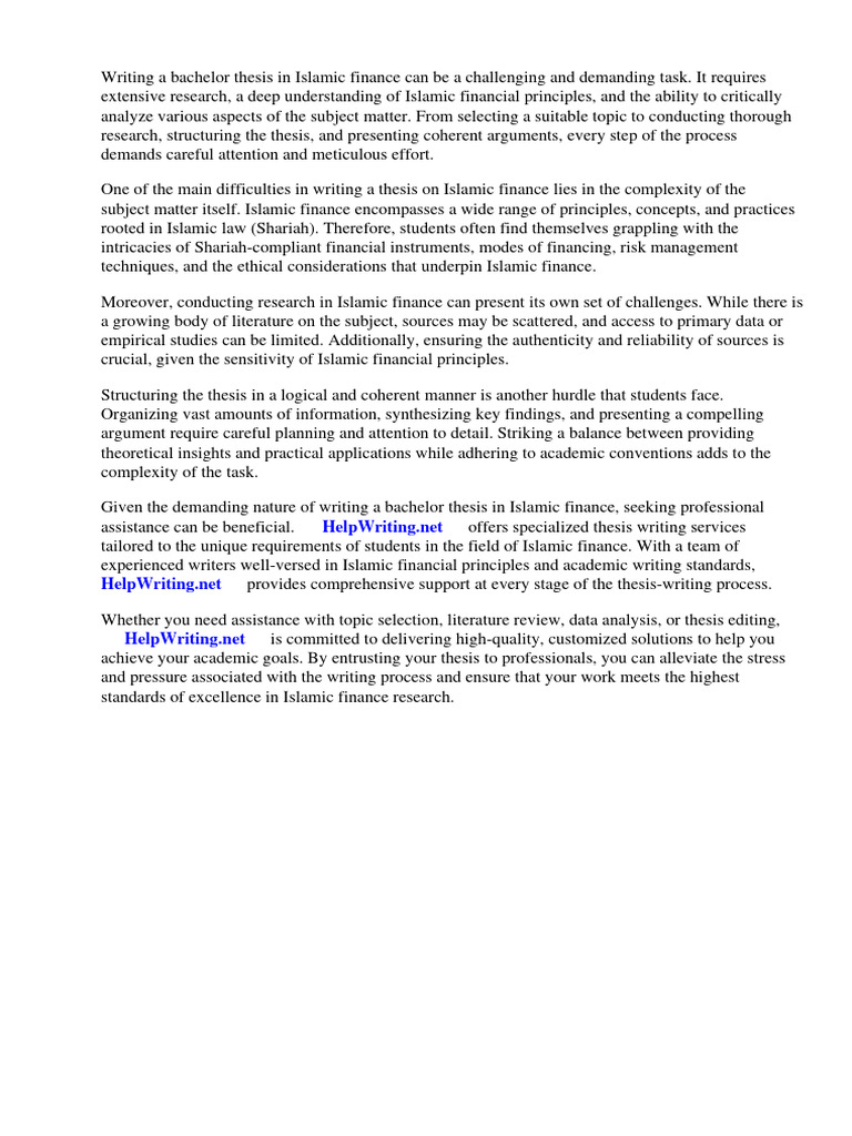 Bachelor Thesis Islamic Finance | PDF | Islamic Banking And Finance | Banks