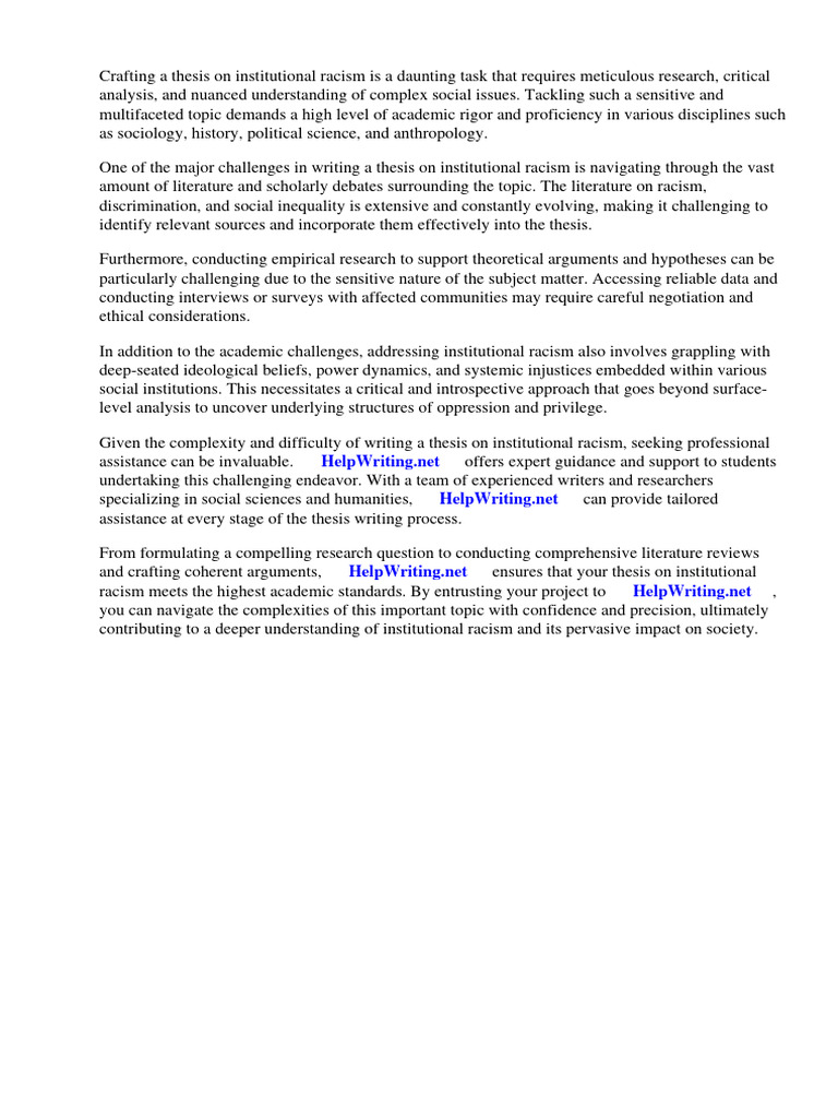 Institutional Racism Thesis | PDF | Racism | Discrimination & Race ...