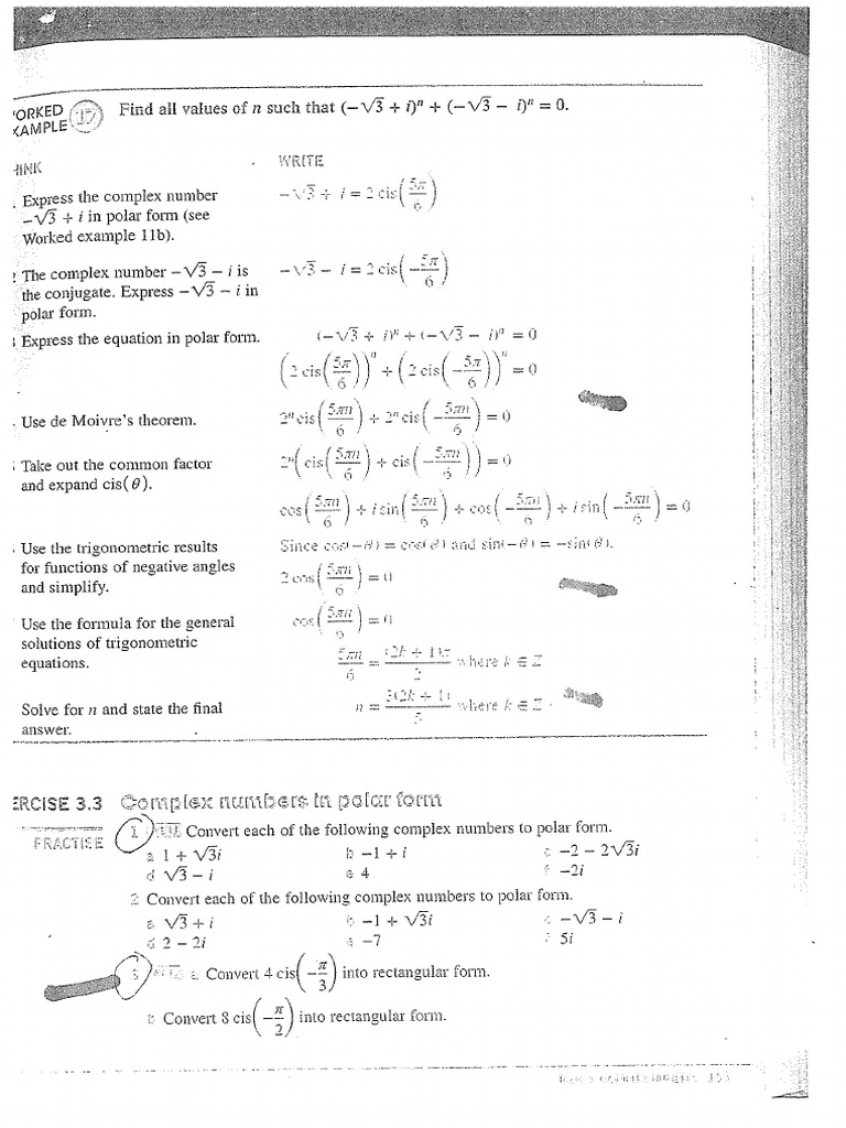 complex nos polar _ Demoivtres theorem worksheets | PDF