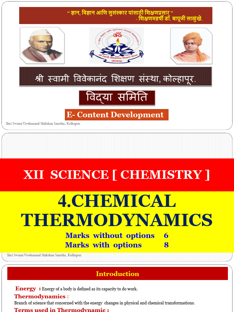 Chemical Thermodynamics | PDF | Heat | Enthalpy