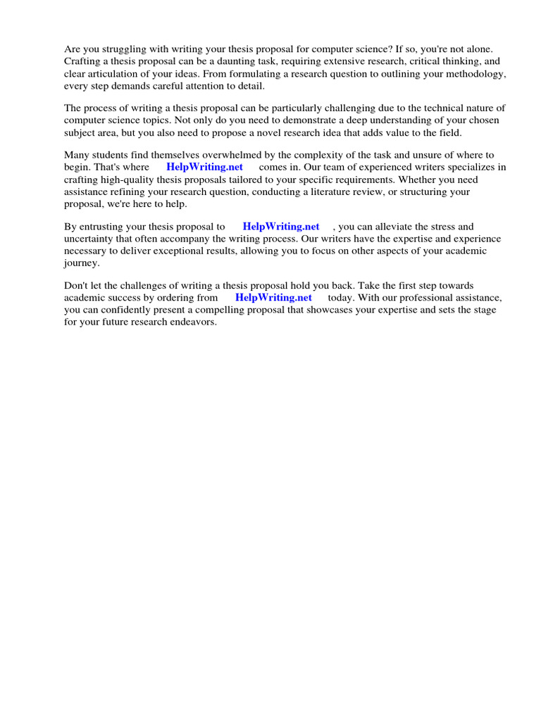 Thesis Proposal Sample For Computer Science | PDF | Thesis | Science
