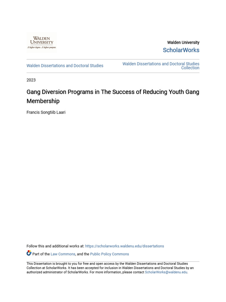 Gang Diversion Programs in The Success of Reducing Youth Gang Mem | PDF ...