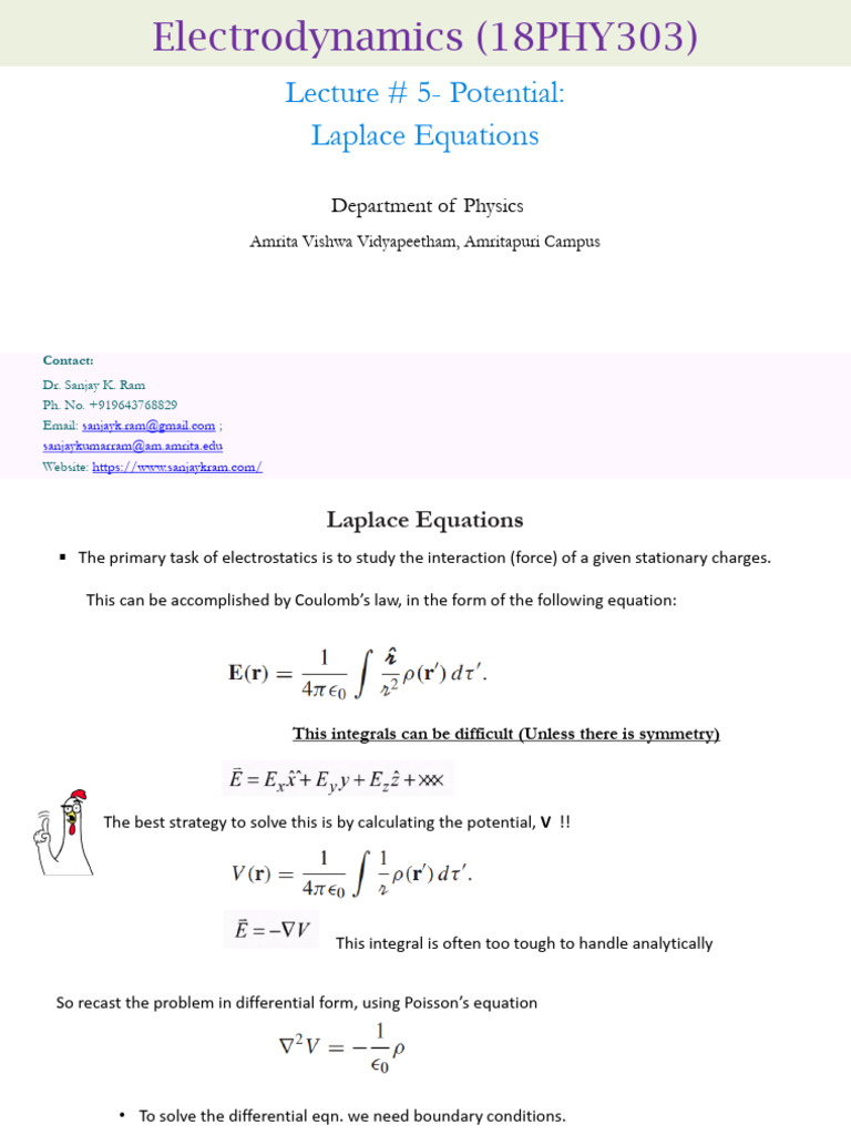 Lec #5 - Electrostatics-V 18PHY303 Electrodynamics | Download Free PDF | Physics | Mathematical ...