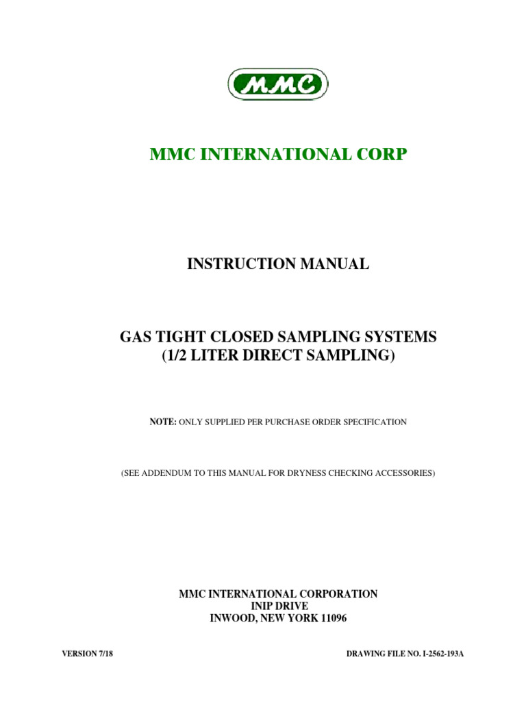 Cargo Sampler Manual | PDF | Valve | Pressure