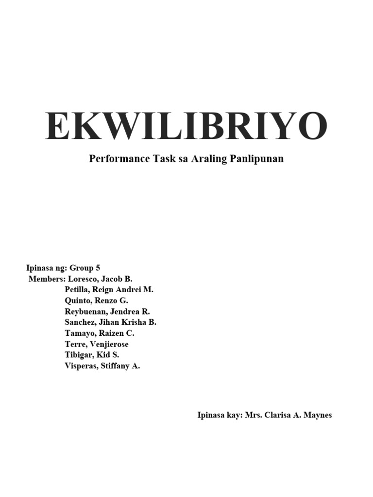 Ekwilibriyo Group5 | PDF