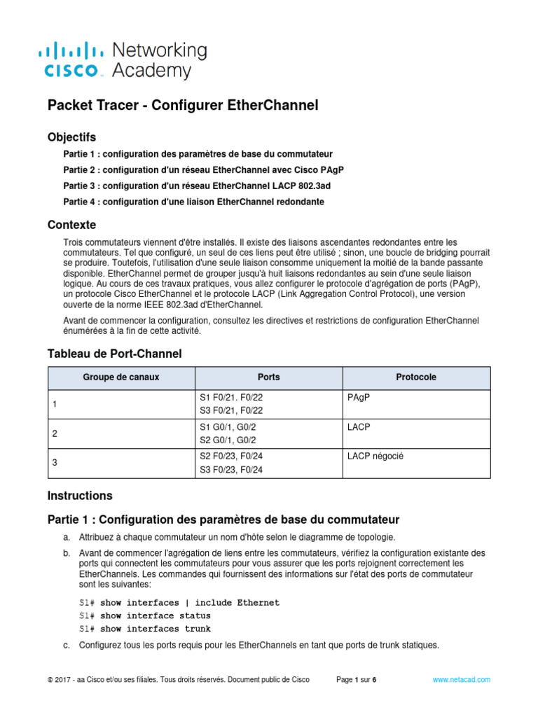 Configurer EtherChannel avec Packet Tracer | PDF | Protocoles de ...